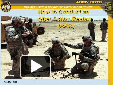How to Conduct an After Action Review AAR presentation | free to view