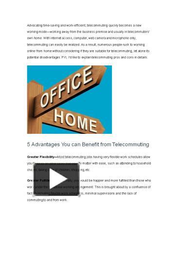 PPT – The Advantages and Disadvantages of Telecommuting for Employees ...