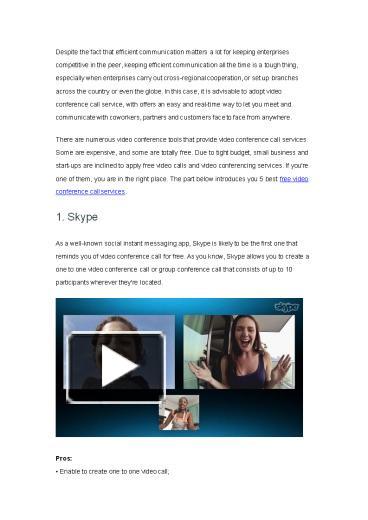 PPT – 5 Platforms for Free Video Conference Call Services PowerPoint ...