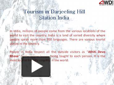 Tourism in Darjeeling Hill Station India presentation | free to download