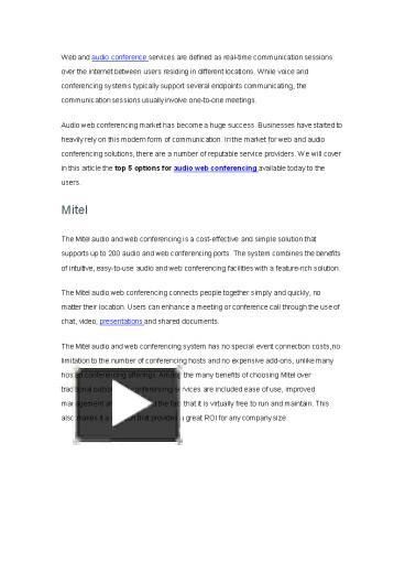 A Guide to Audio Web Conferencing Services presentation | free to download