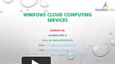 Microsoft Azure Cloud Services Azure Cloud Computing Presentation