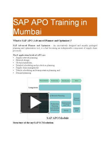 PPT – SAP APO Training in Mumbai PowerPoint presentation | free to ...