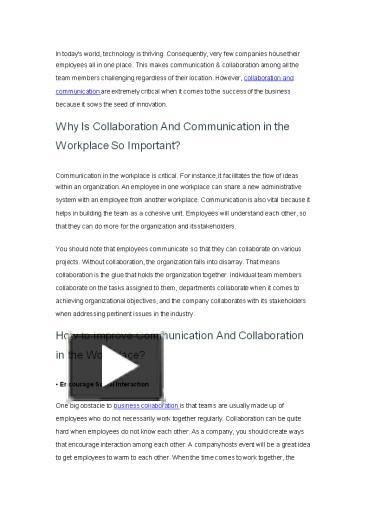 How to Improve Communication and Collaboration in the Workplace ...