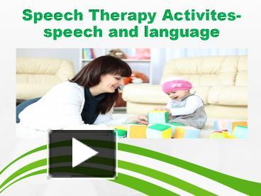 Speech therapy activites- speech and language presentation | free to ...