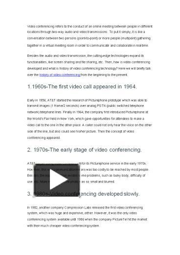 PPT – A Brief History of Video Conferencing From 1964 to 2017 ...