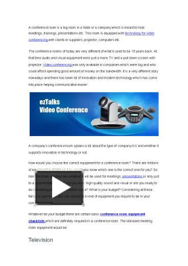 Standard Meeting Room Equipment Checklist presentation | free to download