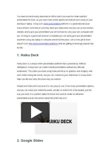 Top 5 Free online Presentation Platforms presentation | free to download