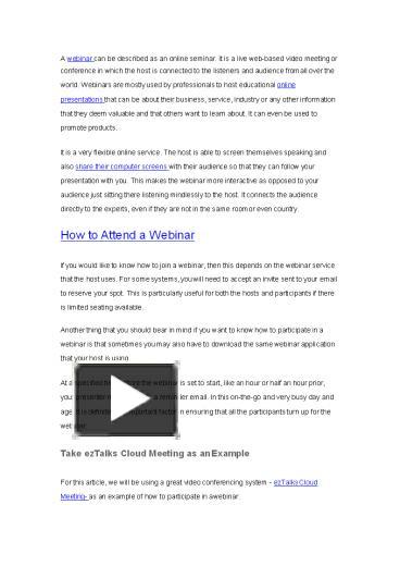 PPT – A Guide on How to Attend a Webinar PowerPoint presentation | free ...