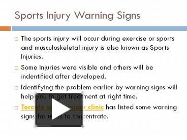 Sports Injury Warning Signs presentation | free to download