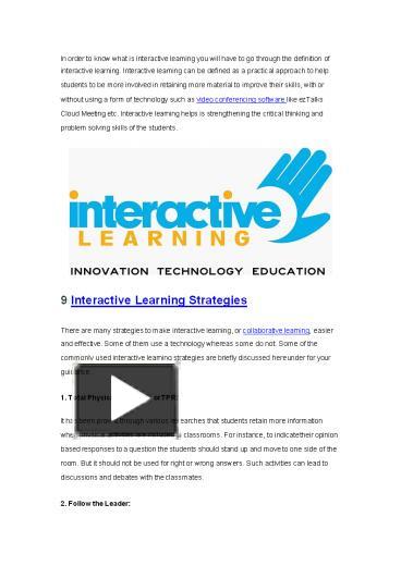 9 Interactive Learning Strategies presentation | free to download