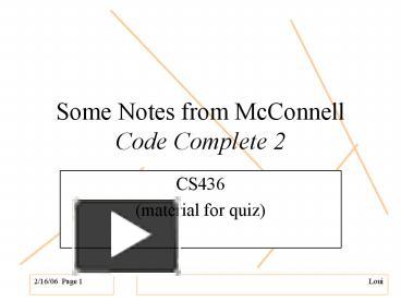 Some Notes from McConnell Code Complete 2 presentation | free to view