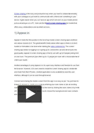 6 Best Screen Sharing Apps for Mobile Devices presentation | free to ...