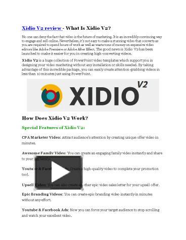 Xidio V2 Review and Xidio V2 (EXCLUSIVE) bonuses pack presentation ...