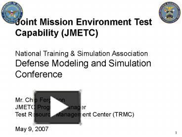 JMETC Working Group KickOff Meeting presentation | free to view