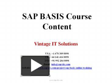 PPT – SAP BASIS Course Content PPT | SAP Basis Training in Hyderabad ...