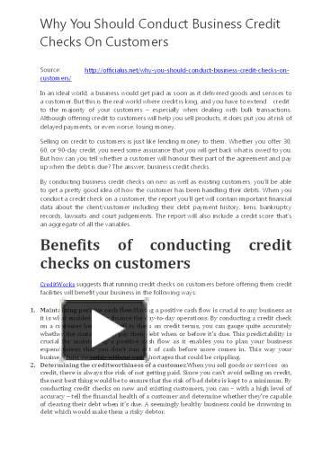 PPT – Why You Should Conduct Business Credit Checks On Customers ...