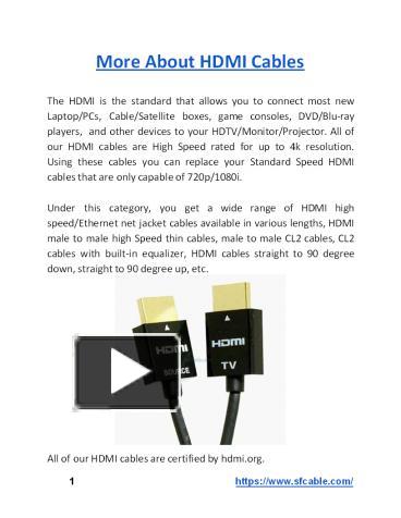 More About HDMI Cables presentation | free to download