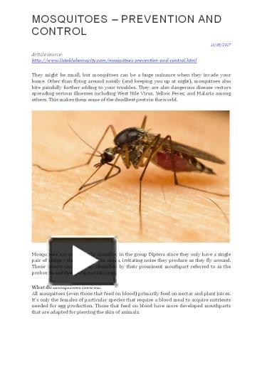 MOSQUITOES – PREVENTION AND CONTROL presentation | free to download