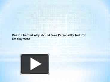PPT – Personality Assessment Test PowerPoint presentation | free to ...