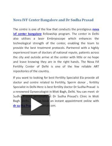 Nova IVF Center Bangalore and Dr Sudha Prasad presentation | free to ...