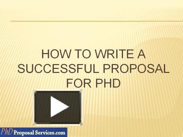How to Write a Successful Proposal for PhD presentation | free to download