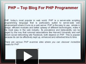 PPT – PHP – Top Blog For PHP Programmer PowerPoint presentation | free ...