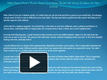 Miki Dutta Ideas For Your Growth Concerning Personal Fashion ...