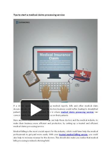 Tips to start a medical claims processing service presentation | free ...