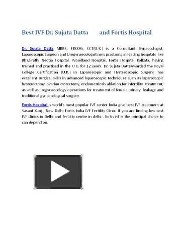 PPT – Dr Sujata Datta and Fortis Hospital PowerPoint presentation ...