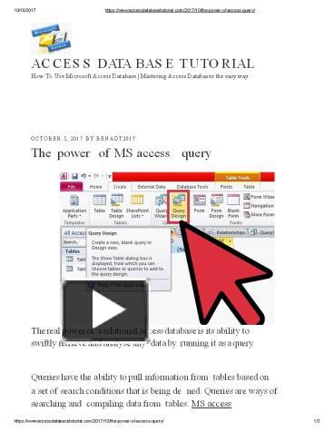 The power of MS access query presentation | free to download