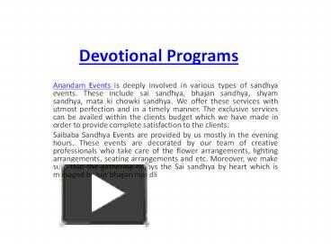 PPT – devotional programes PowerPoint presentation | free to download ...