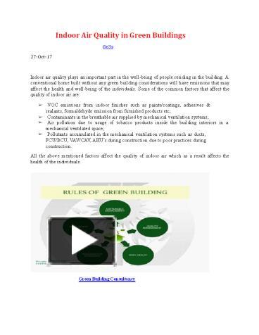 PPT – Indoor Air Quality in Green Buildings PowerPoint presentation ...
