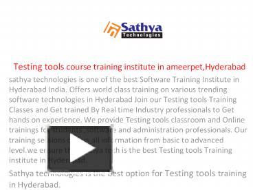 PPT – Testing Tools course training institute Ameerpet Hyderabad ...