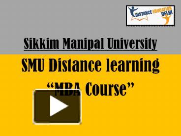SMU Distance Learning MBA Course (1) presentation | free to download