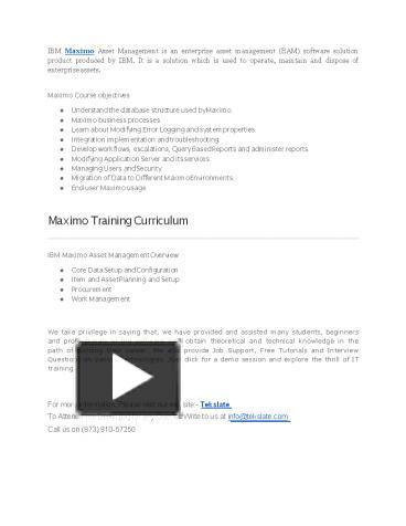 Maximo Training presentation | free to download