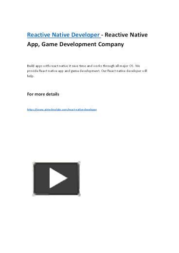 PPT – Reactive Native Developer - Reactive Native App, Game Development ...