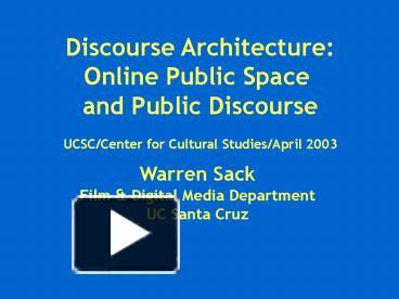 Discourse Architecture presentation | free to view