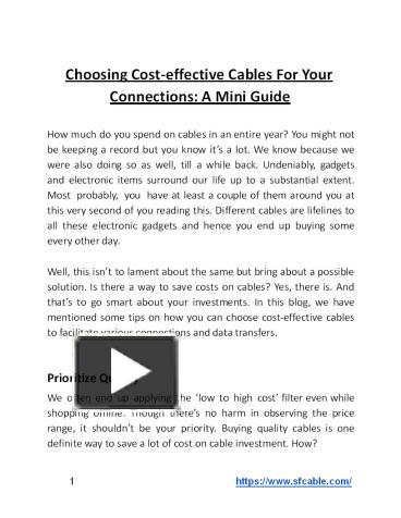 PPT – Choosing Cost-effective Cables For Your Connections: A Mini Guide ...