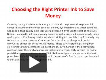 PPT – Choosing the right printer ink to save money PowerPoint ...