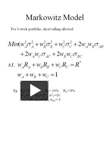 Markowitz Model presentation | free to download