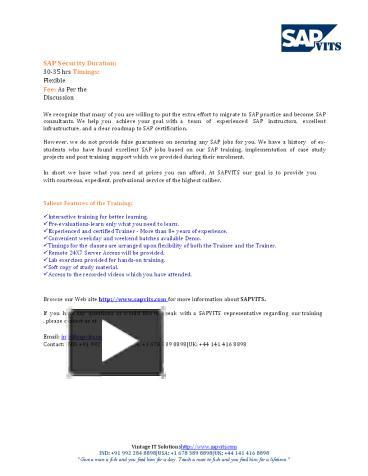 SAP Security Training Material presentation | free to download