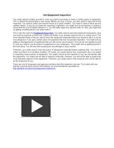 Equipment Inspection presentation | free to download