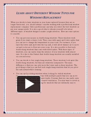 Learn about Different Window Types for Windows Replacement presentation ...