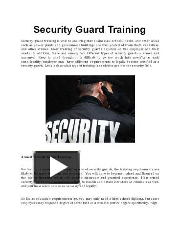 Security guard training presentation | free to download