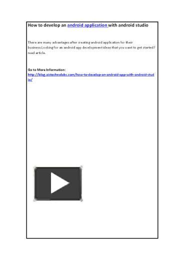 How to develop an android application with android studio (1 ...