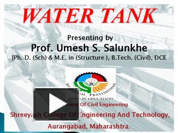 Basic of Water Tank presentation | free to download