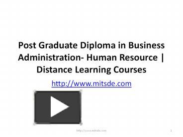 Post Graduate Diploma in Business Administration (PGDBA) - Human ...