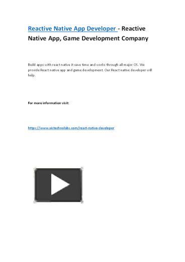 PPT – Reactive Native App Developer - Reactive Native App, Game ...