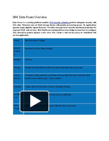 IBM DATA POWER TRAINING presentation | free to download